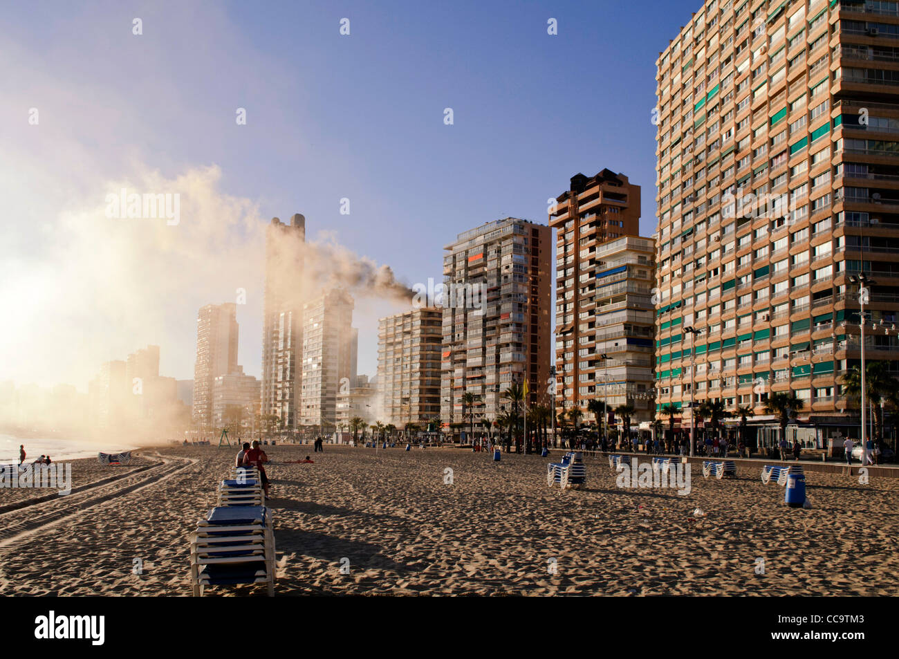 Fire has broken out in a penthouse of a building on Playa Levante beach ...