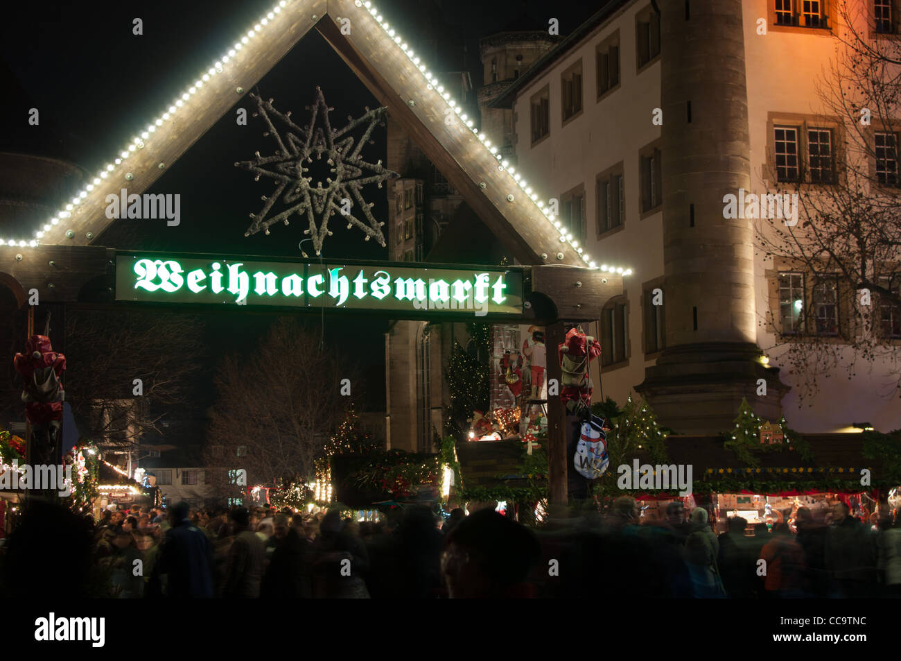 People enjoy the Christmas Market with its beautifully decorated and ...