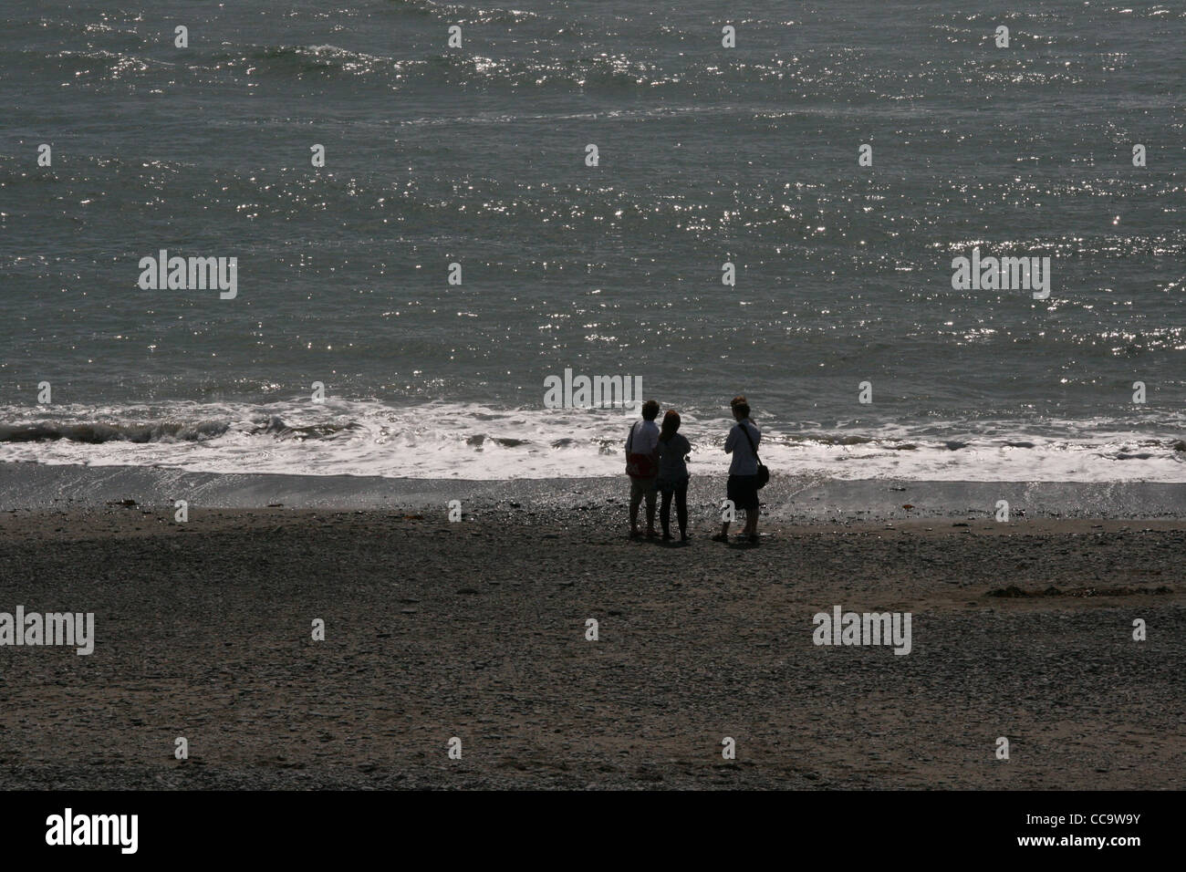 Beach walkers watching the sea at Aberystwyth seafront Stock Photo - Alamy