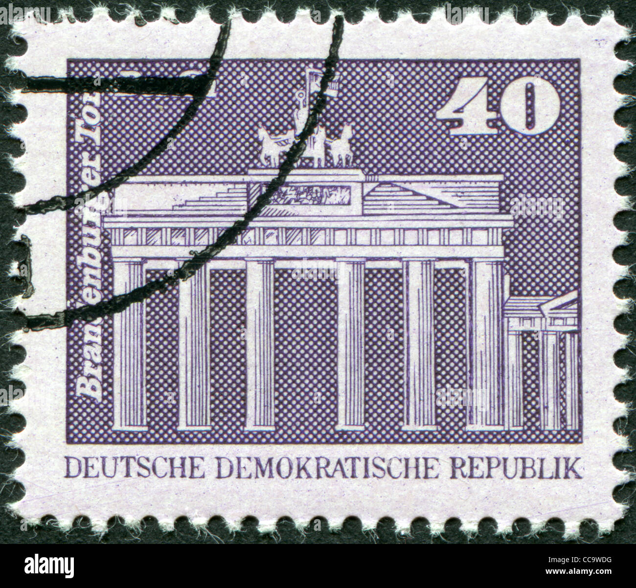 DDR - CIRCA 1973: A stamp printed in DDR, shown Brandenburg Gate ...