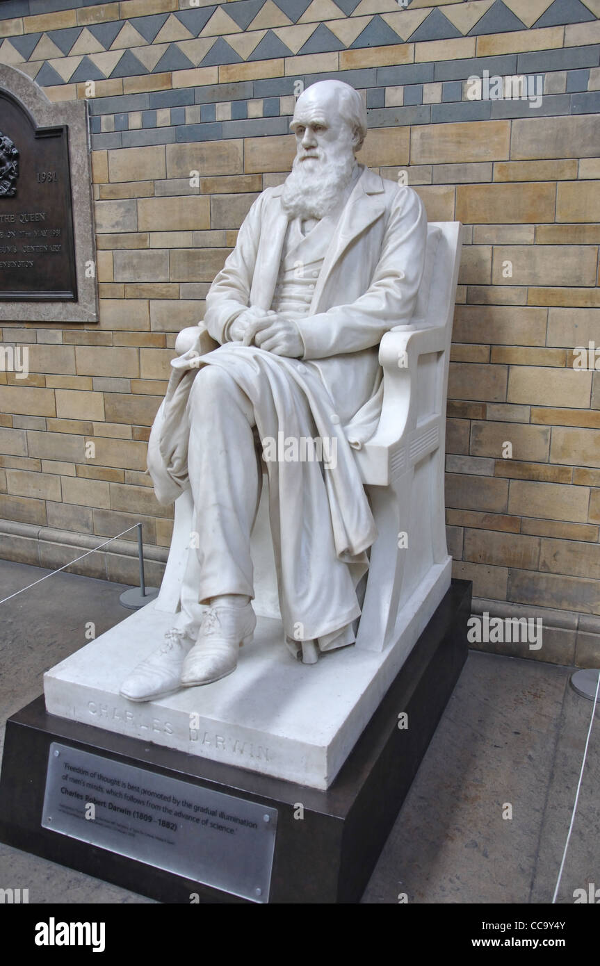 Charles Darwin statue in Central Hall, Natural History Museum, Cromwell ...