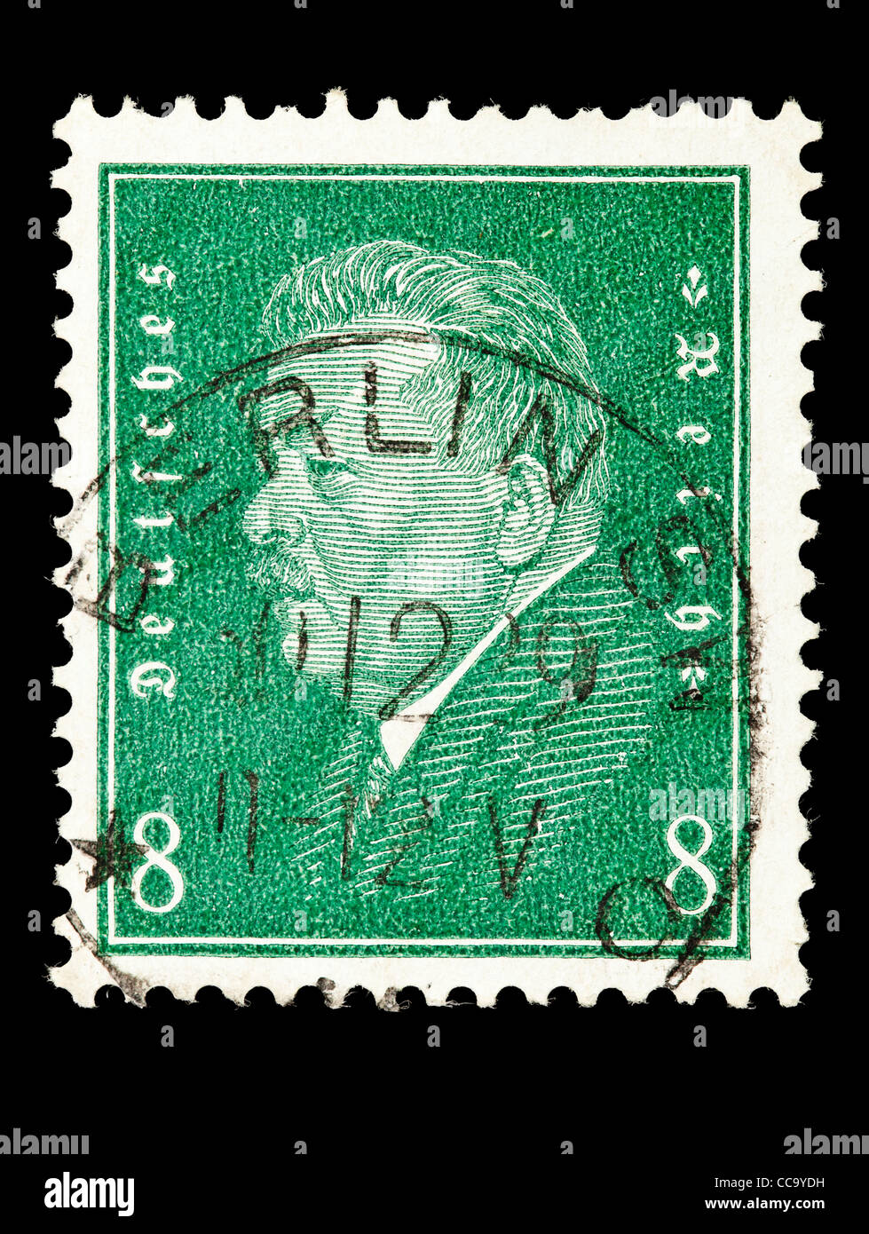 Postage stamp: German Reich, Friedrich Ebert, 1928, 8 Pfennig, stamped ...