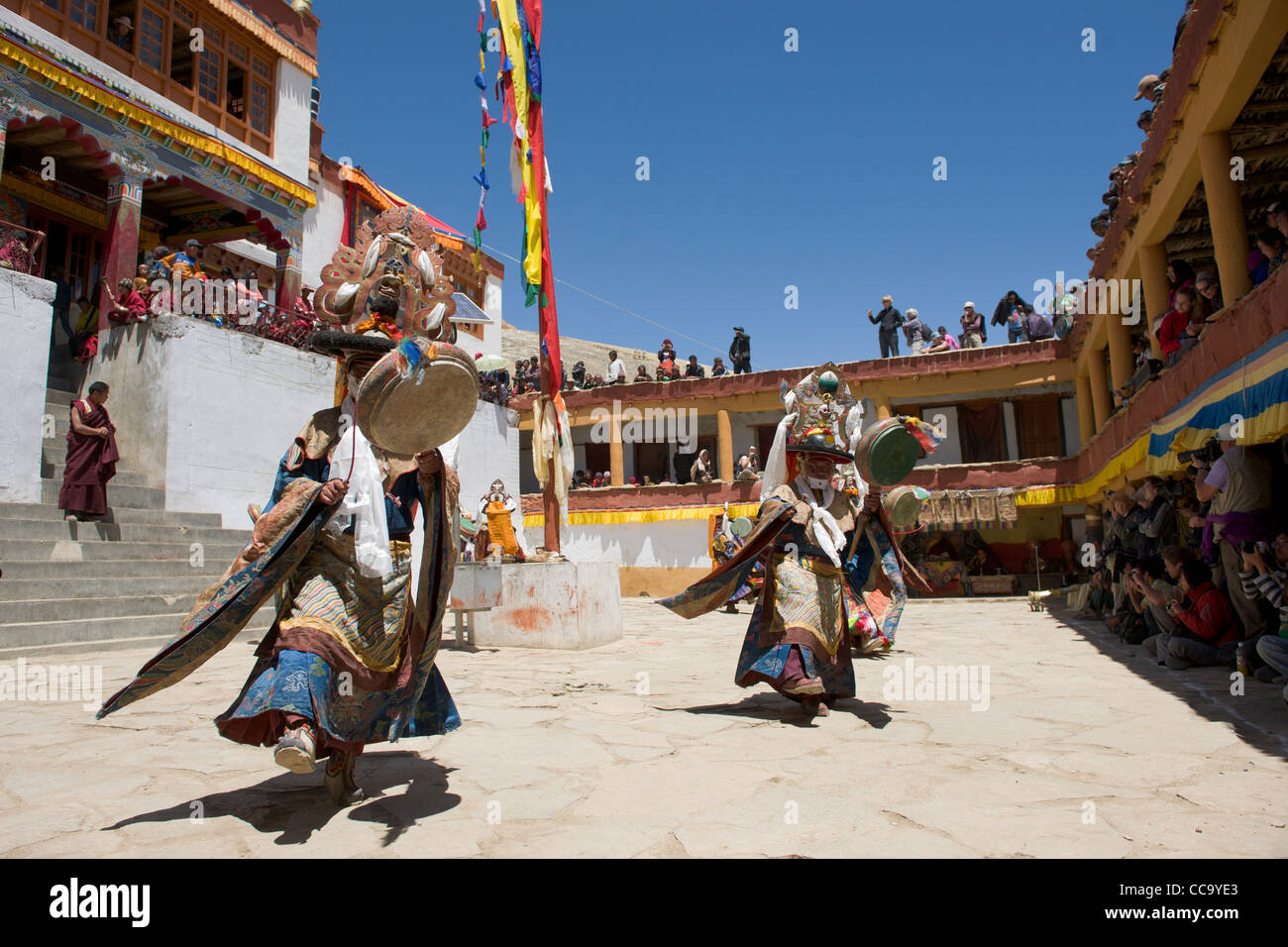 Cham dancers performing the Black Hat Dance (shana), circling the ...