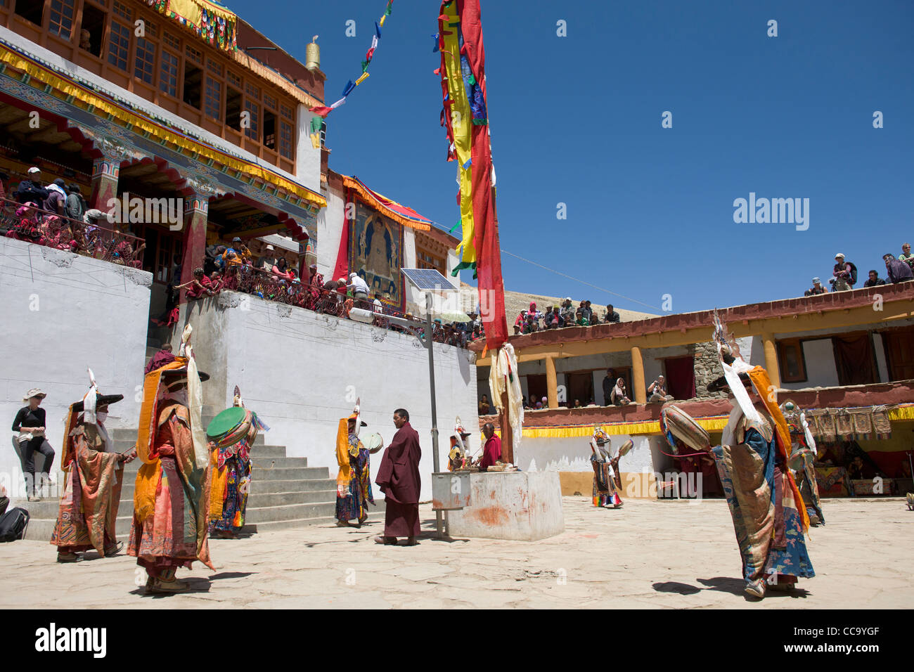 Cham dancers performing the Black Hat Dance (shana), circling the ...