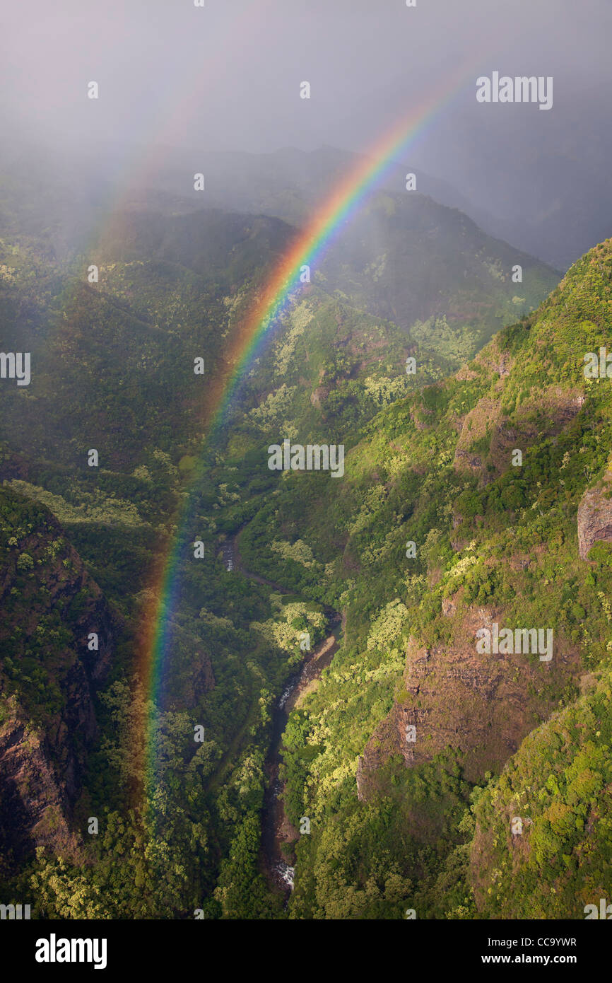 Aerial of rainbow over Kauai, Hawaii Stock Photo - Alamy