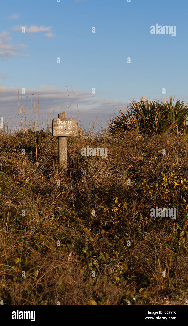 Please Keep Off Sea Oats Wooden Sign Florida Stock Photo - Alamy