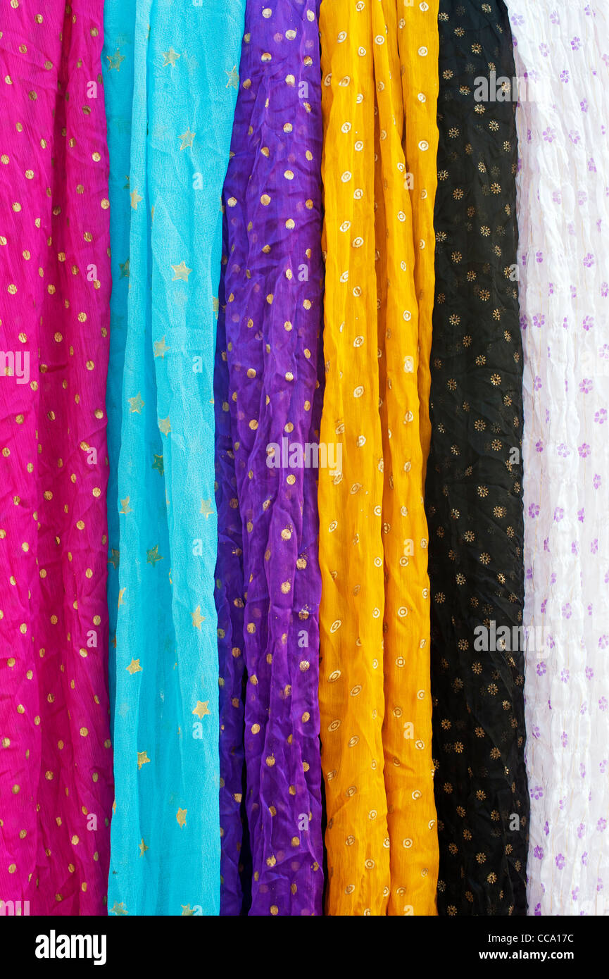 Colourful indian patterned womans shawls Stock Photo - Alamy