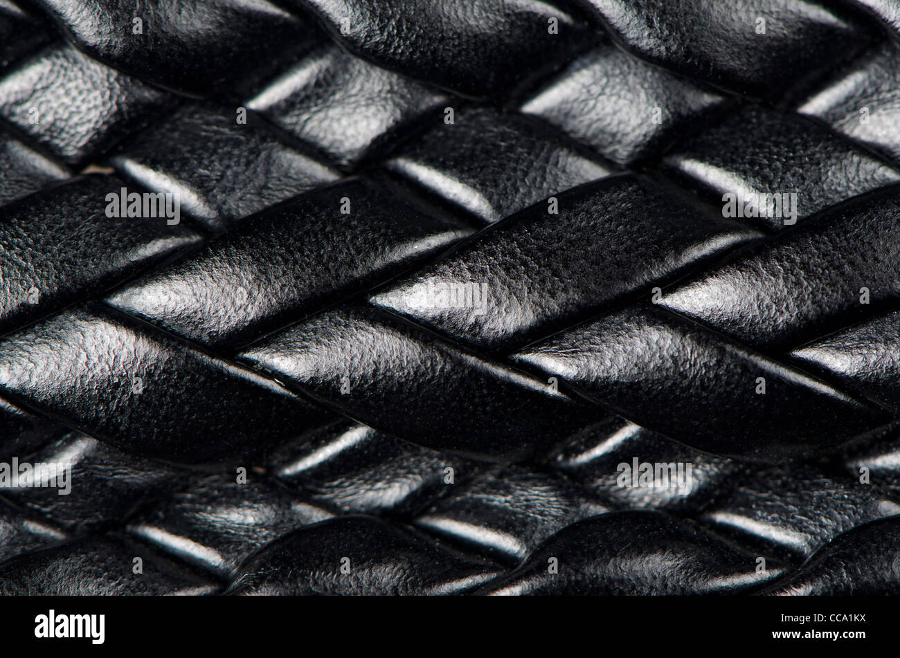 Woven pattern black leather belt background Stock Photo - Alamy