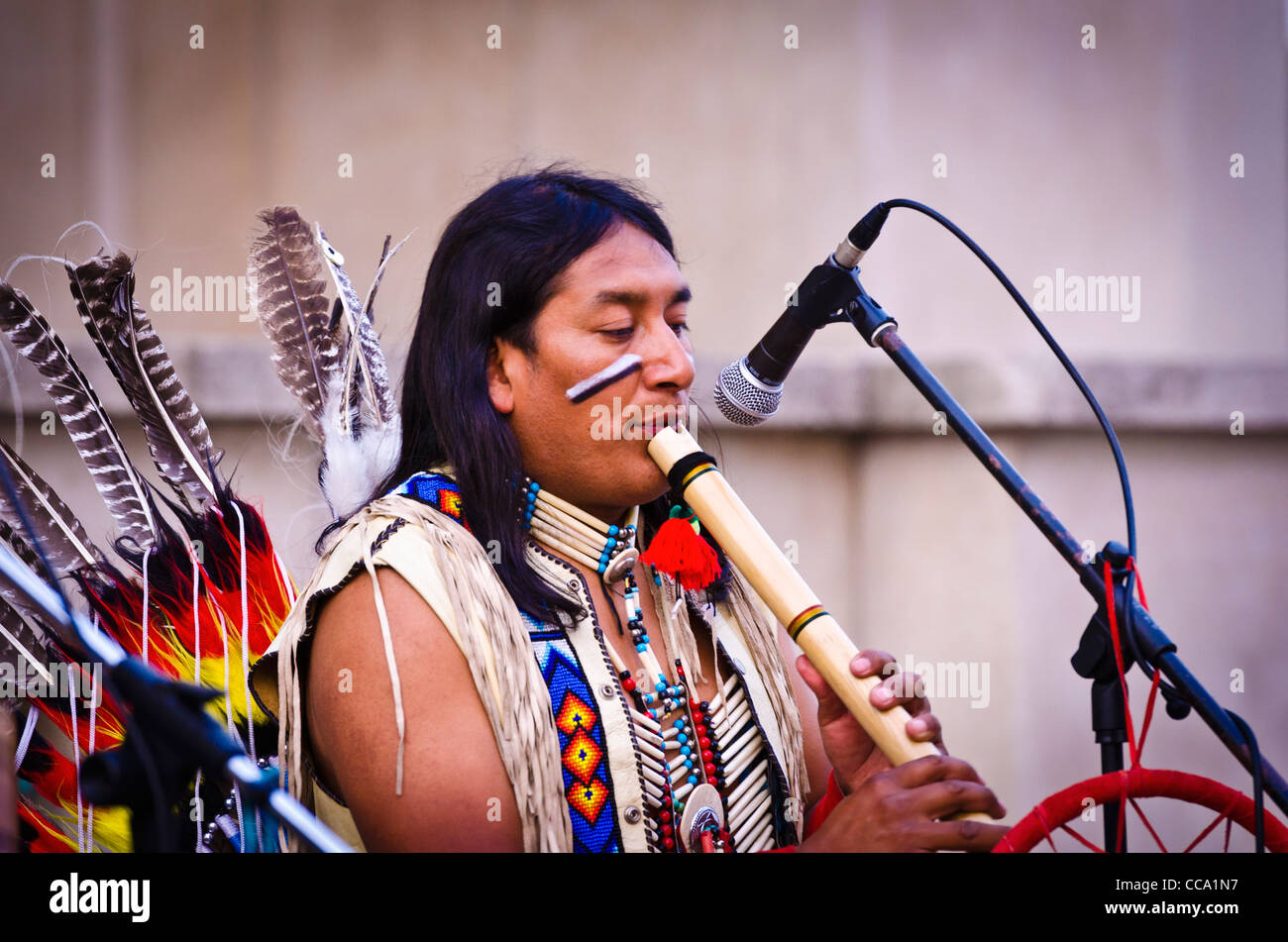 Native American performer at Trocadero Square, Paris, France Stock ...