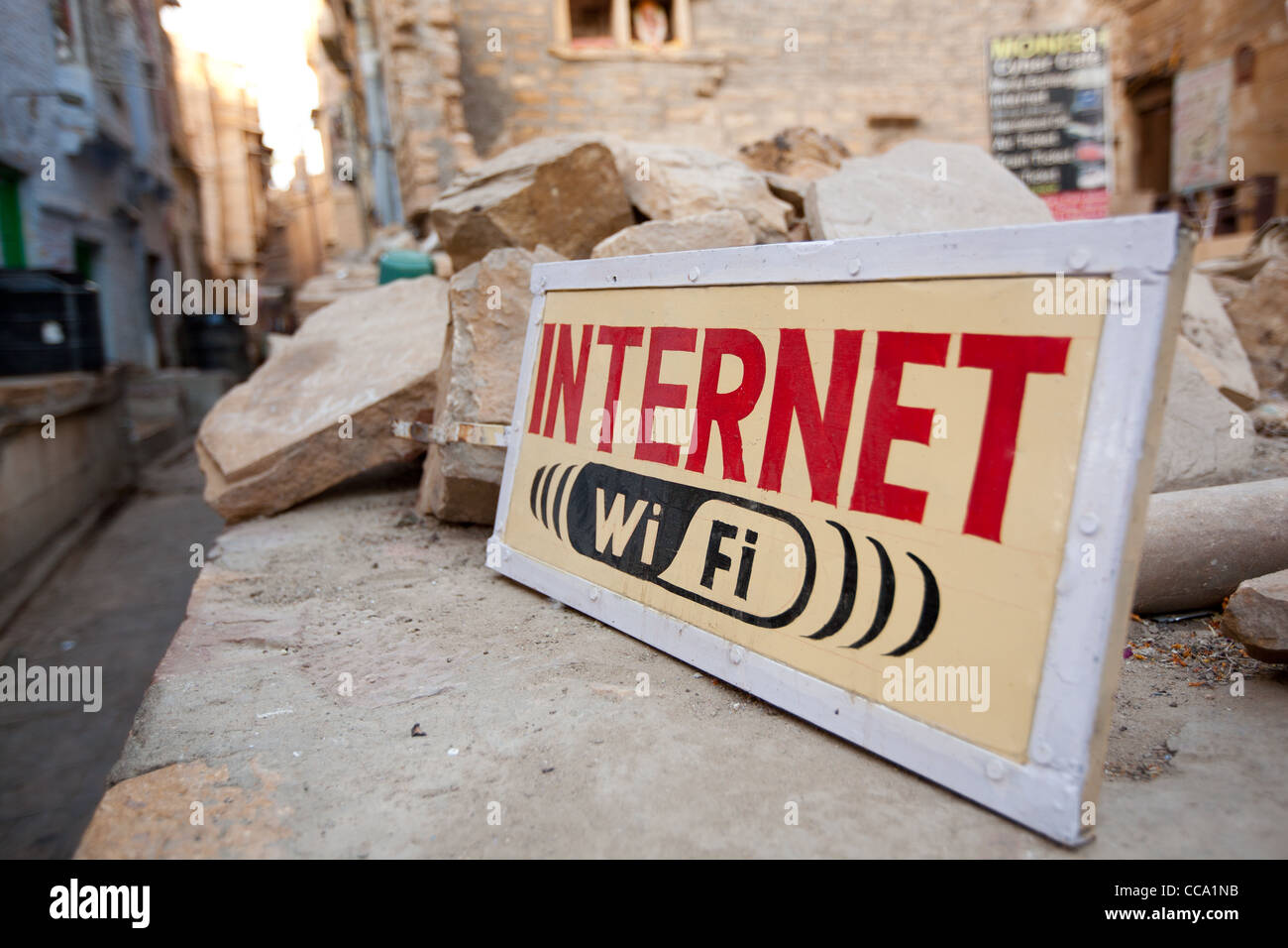 Wireless Internet wifi access sign in Jaisalmer Fort, in Rajasthan ...
