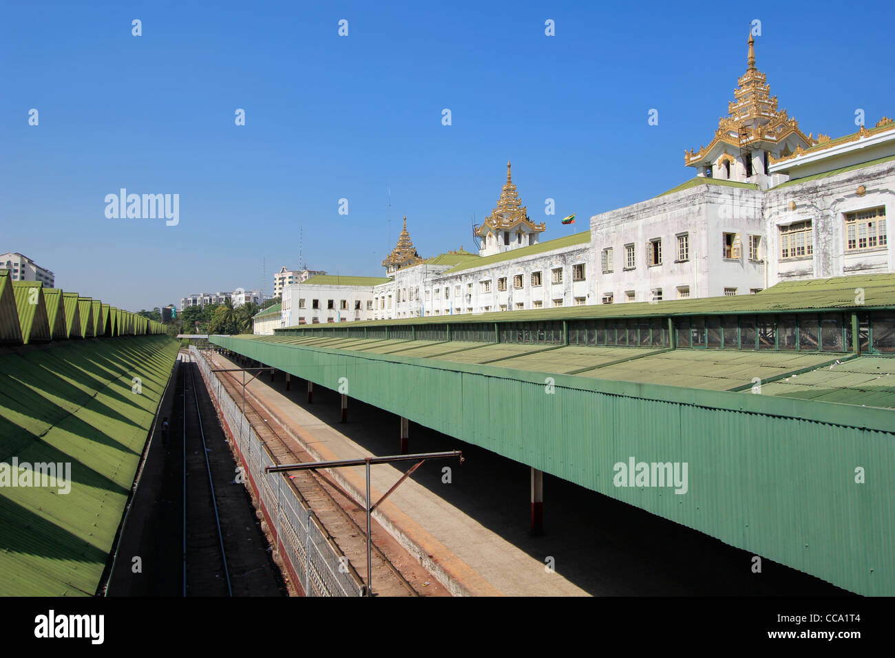 Platforms at Yangon Central Railway Station, Yangon (Rangoon), Myanmar ...