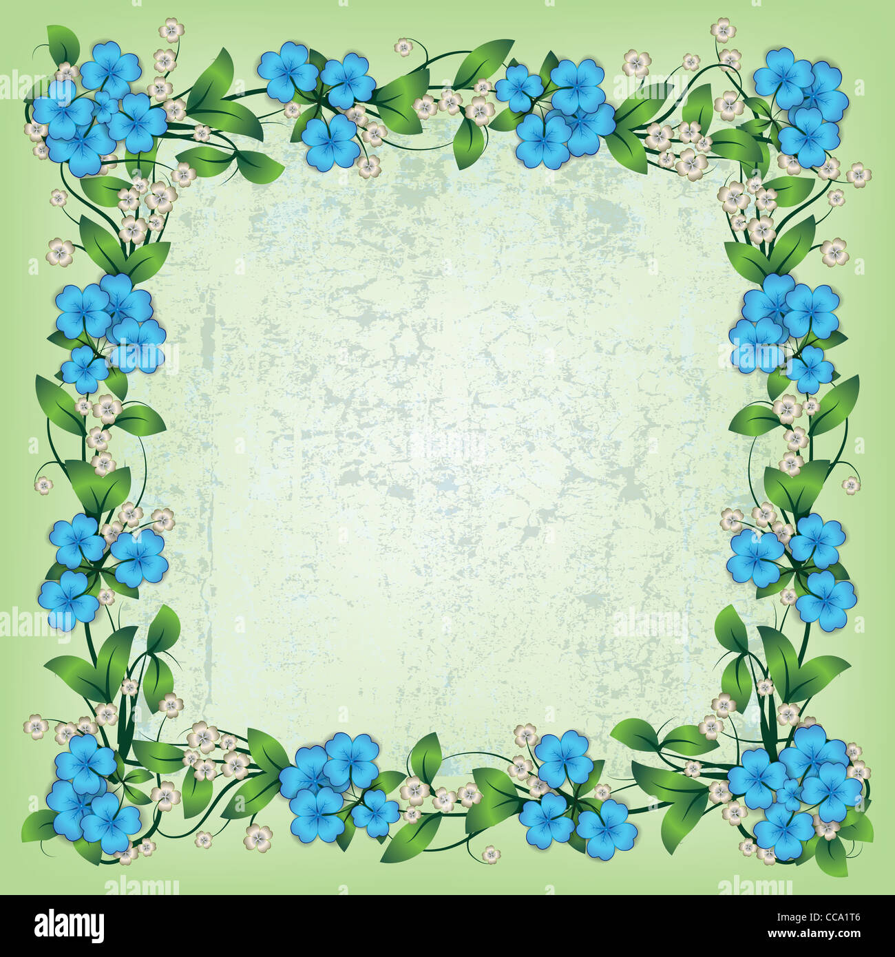 abstract green grunge background with spring flowers Stock Photo - Alamy
