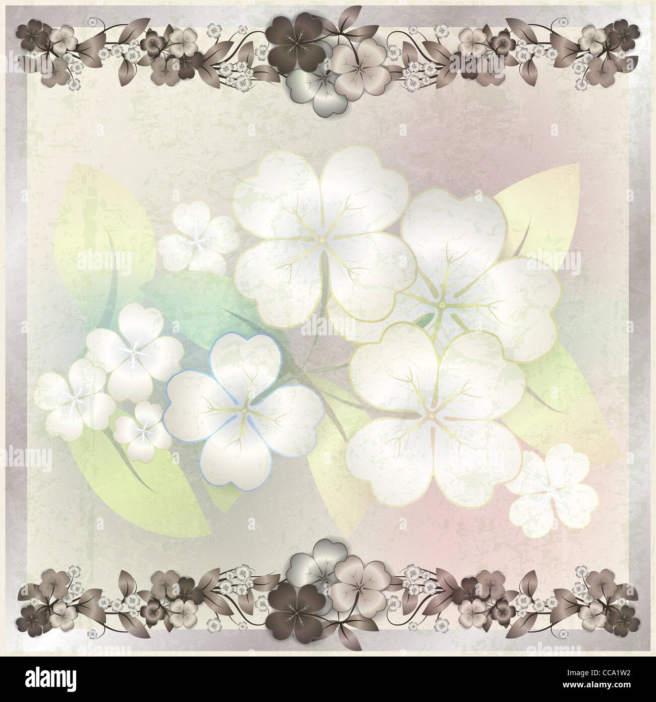 abstract grey grunge background with spring flowers Stock Photo - Alamy