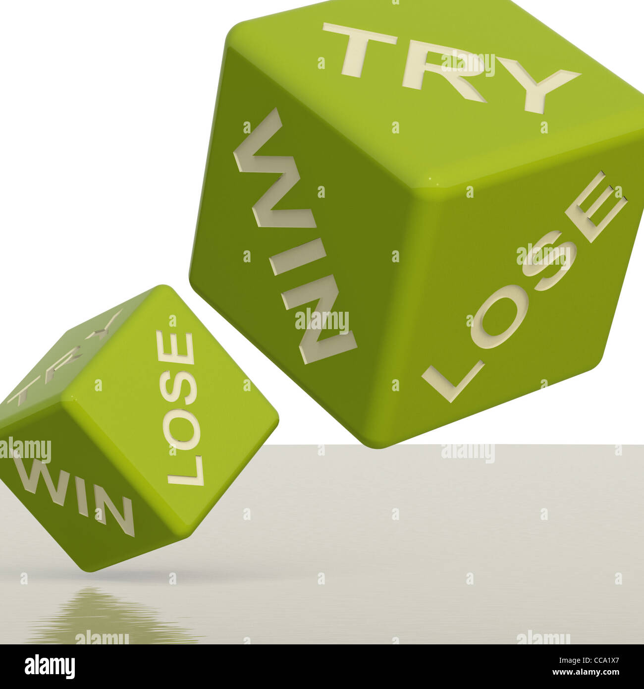 Try Win Lose Green Dice Showing Gambling And Chance Stock Photo - Alamy