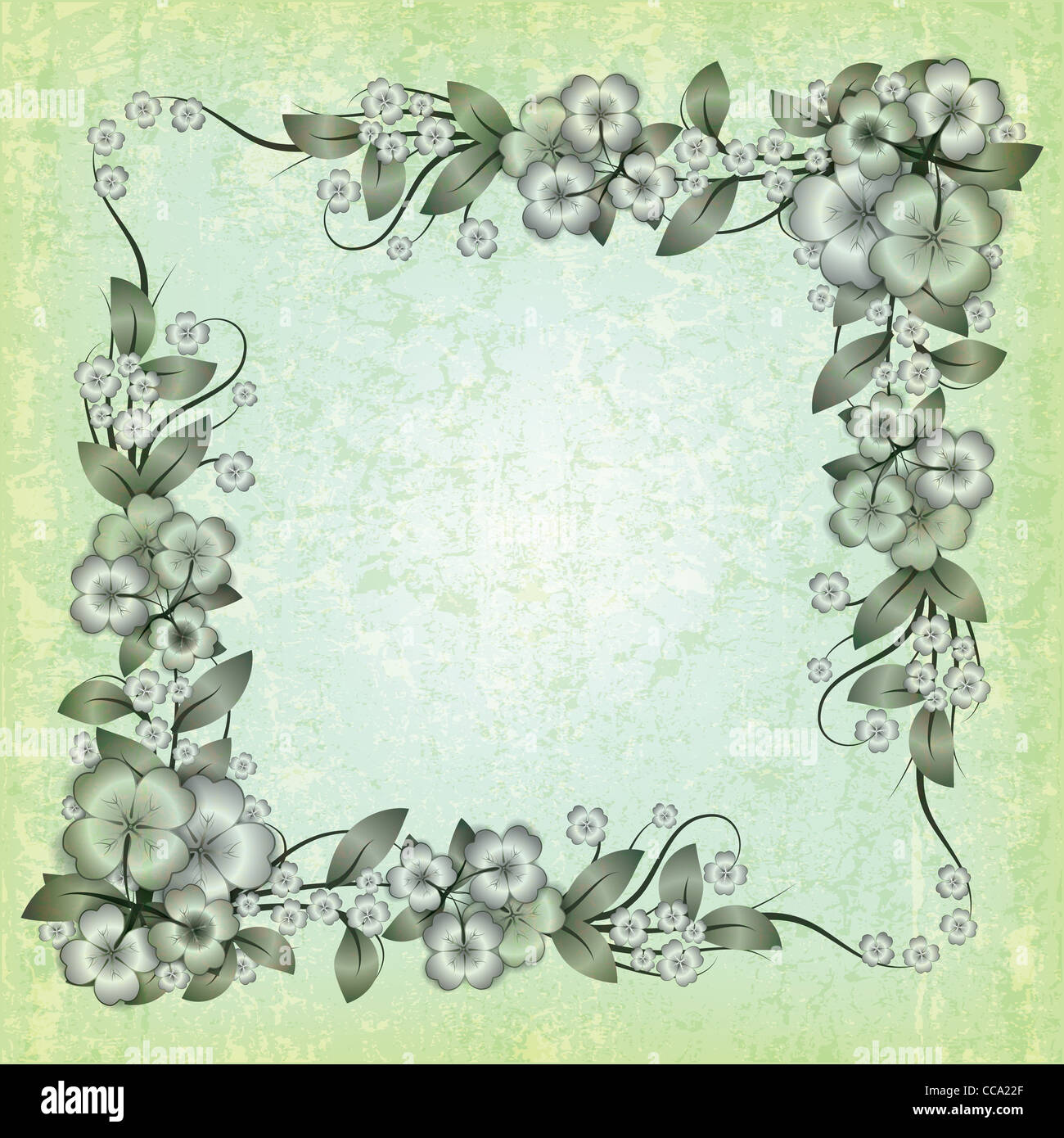 abstract grunge green background with spring flowers Stock Photo - Alamy