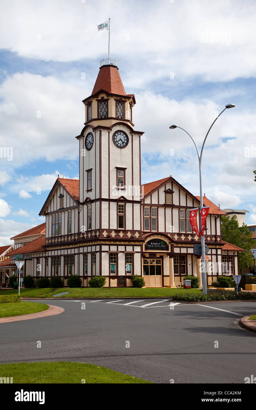 Rotorua Clock Tower, Tourist Information Center Stock Photo - Alamy