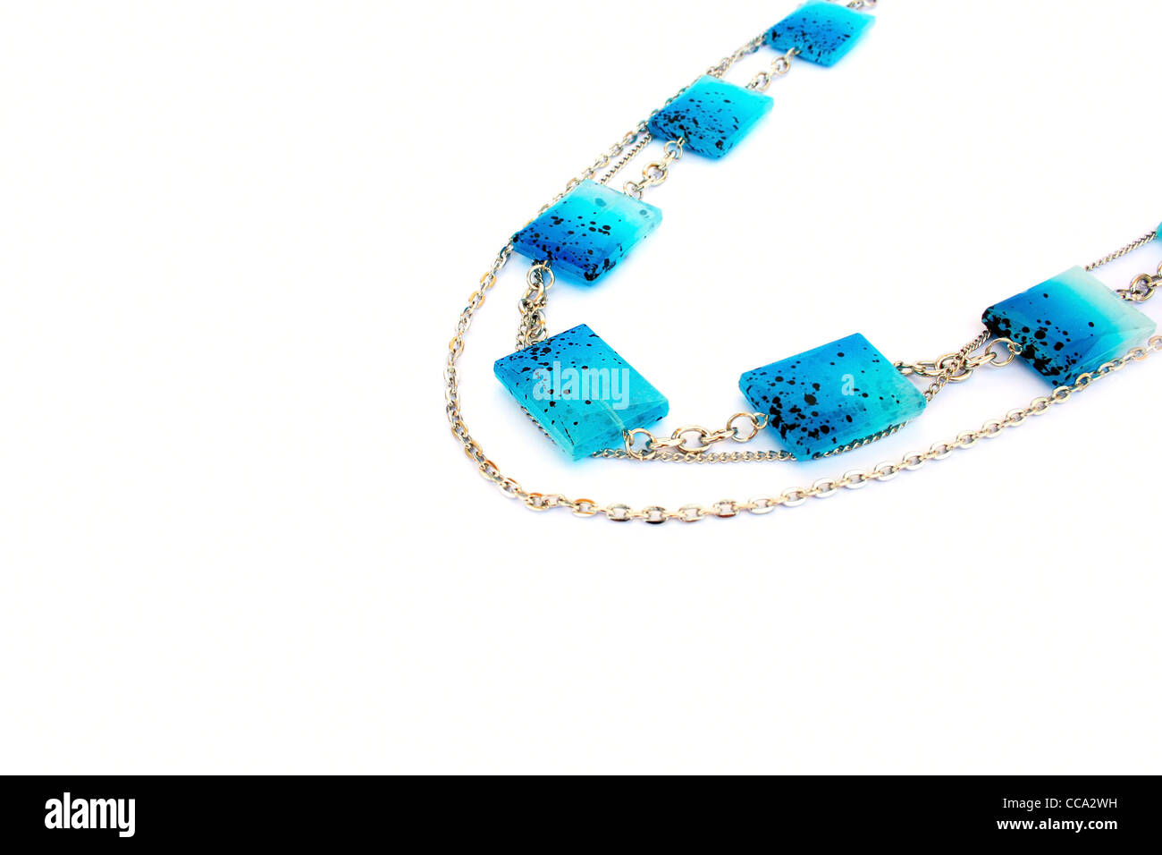 Blue necklace isolated on white background Stock Photo - Alamy