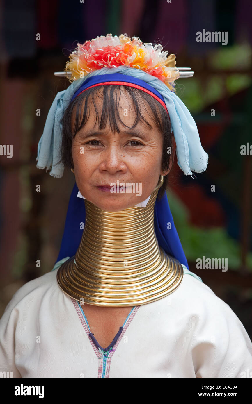 A mature women of the Long neck women Padaung Tribe Stock Photo - Alamy