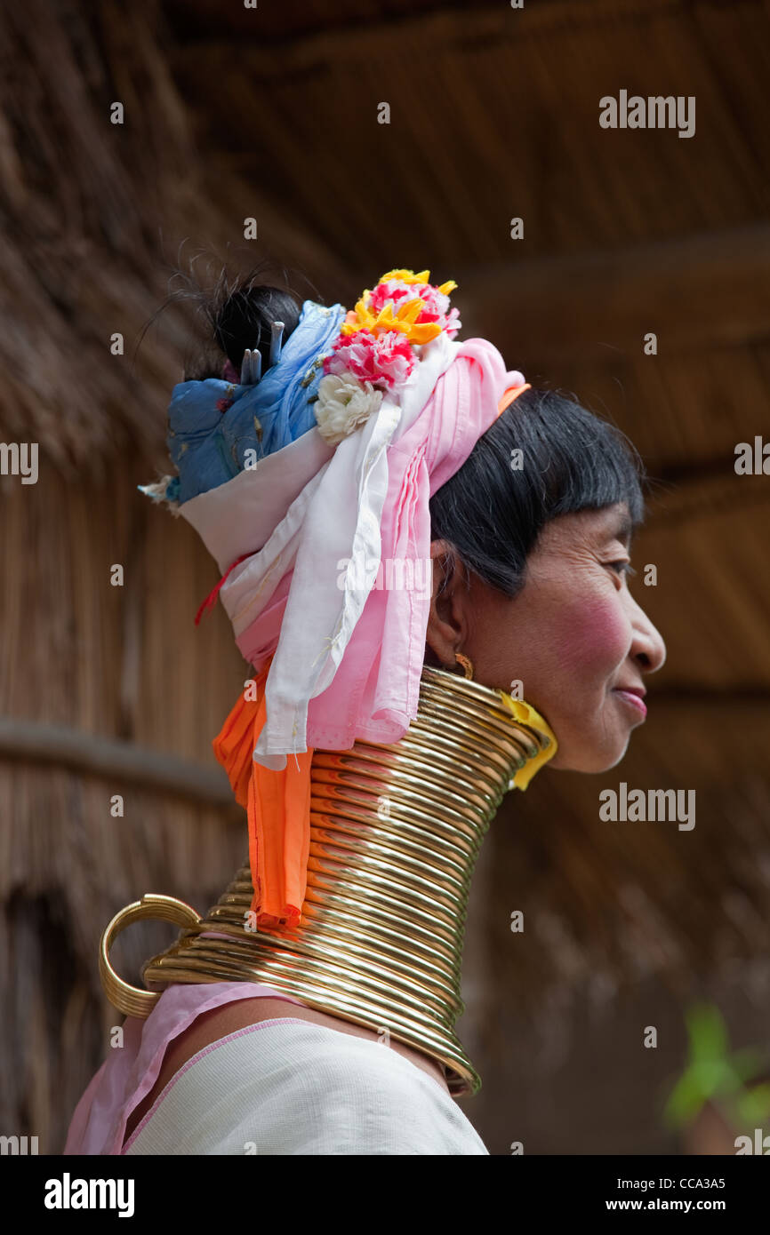 A mature women of the Long neck women Padaung Tribe Stock Photo - Alamy