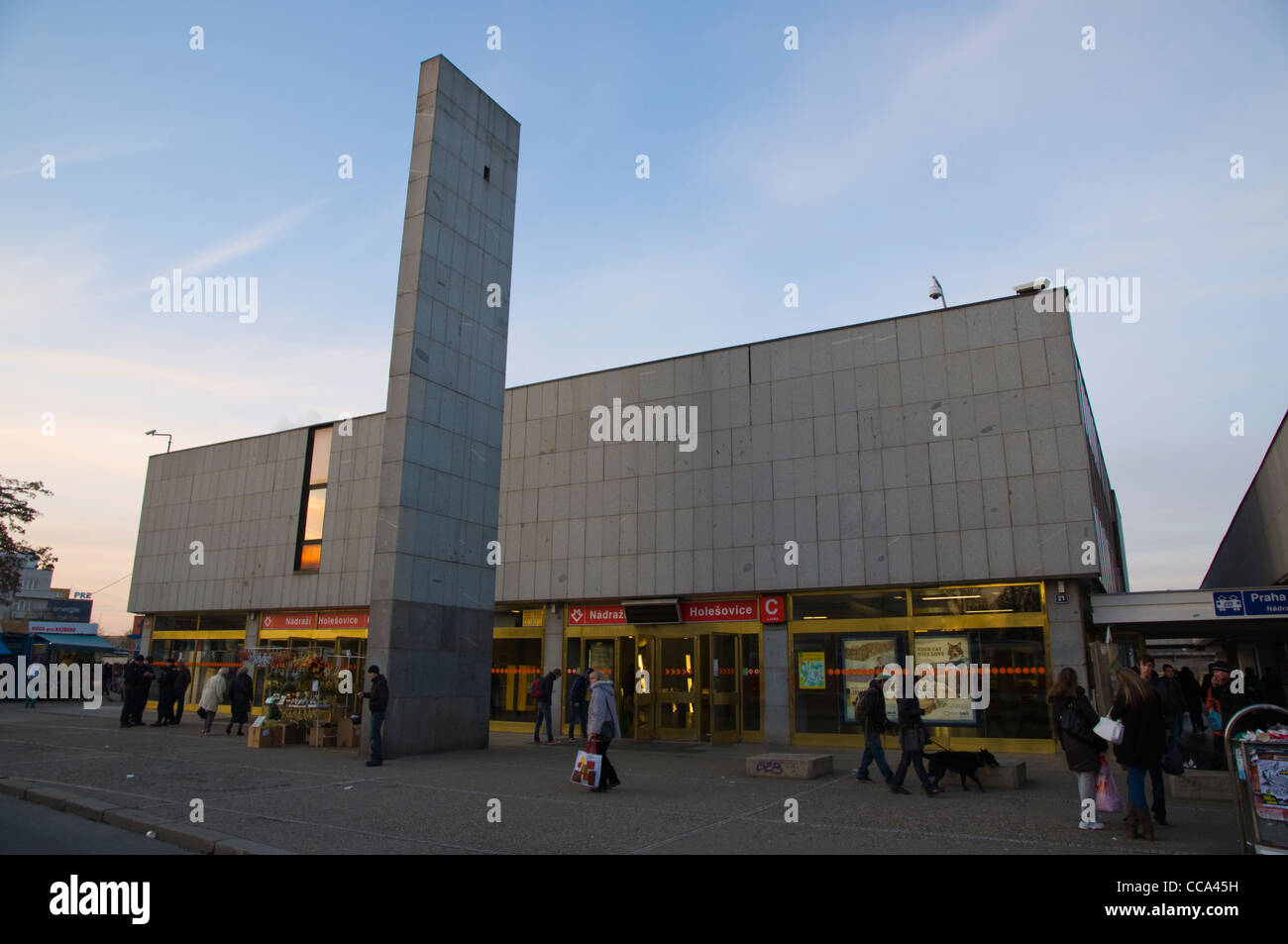 Holesovice Metro line C red station exterior Prague Czech Republic ...