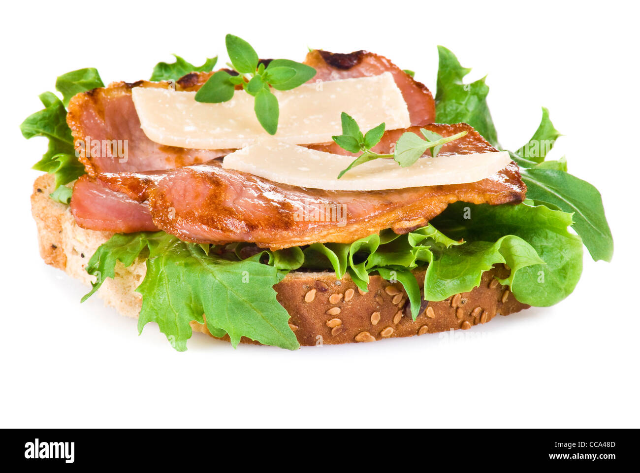 Freshly made bacon sandwich isolated over white background Stock Photo ...
