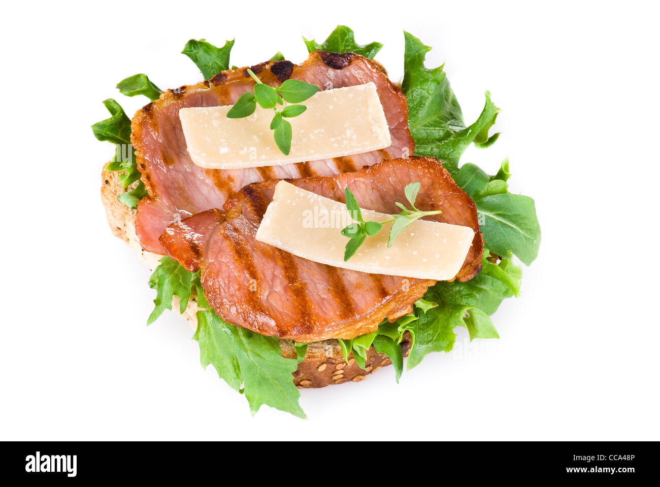 Freshly made bacon sandwich isolated over white background Stock Photo ...
