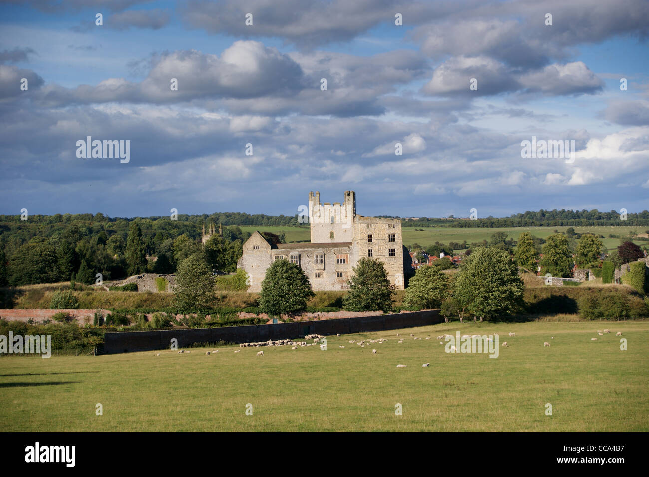 Ruins of Helmsley Castle seen from Duncombe Park Helmsley, North Riding ...