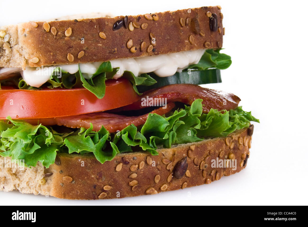 Freshly made bacon sandwich isolated over white background Stock Photo ...