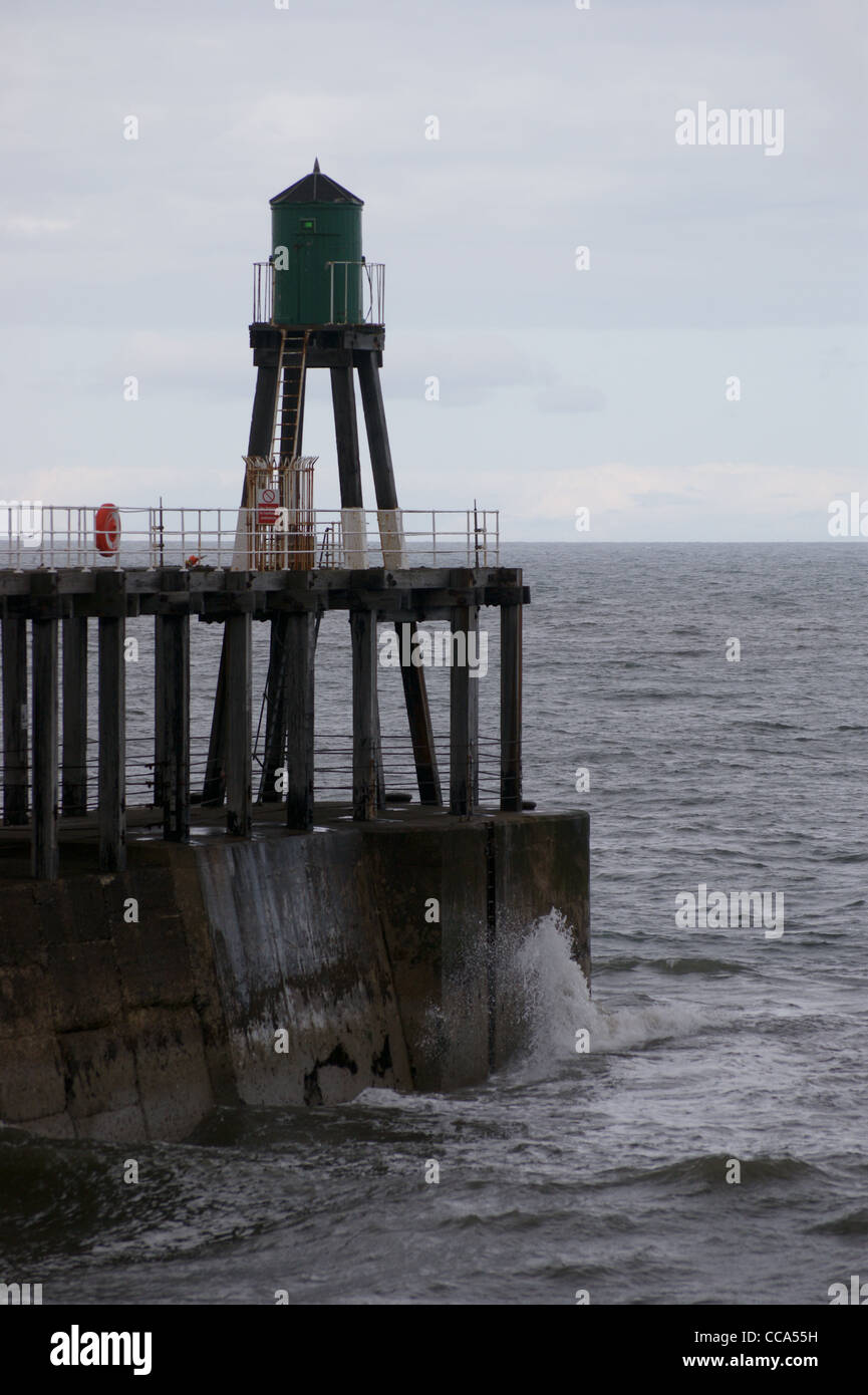 Whitby harbour breakwater and lighthouses, Whitby, North Riding ...