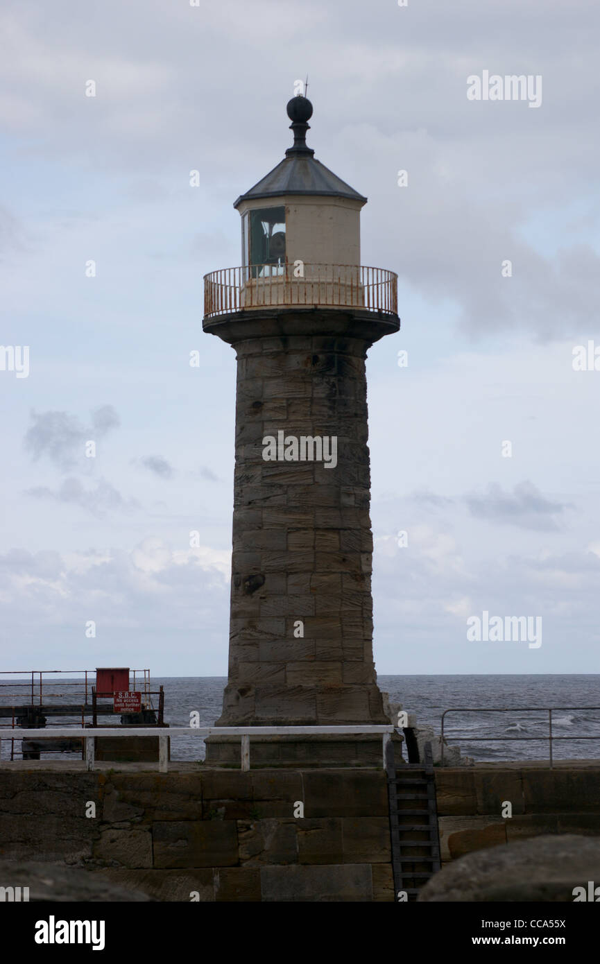 Whitby harbour breakwater and lighthouses, Whitby, North Riding ...