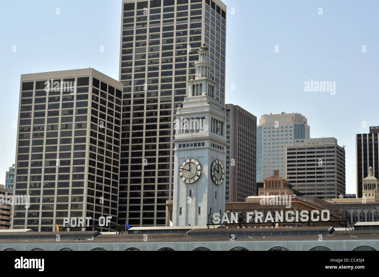 Ferry Building, San Francisco, viewed from the Bay with the Port of San ...