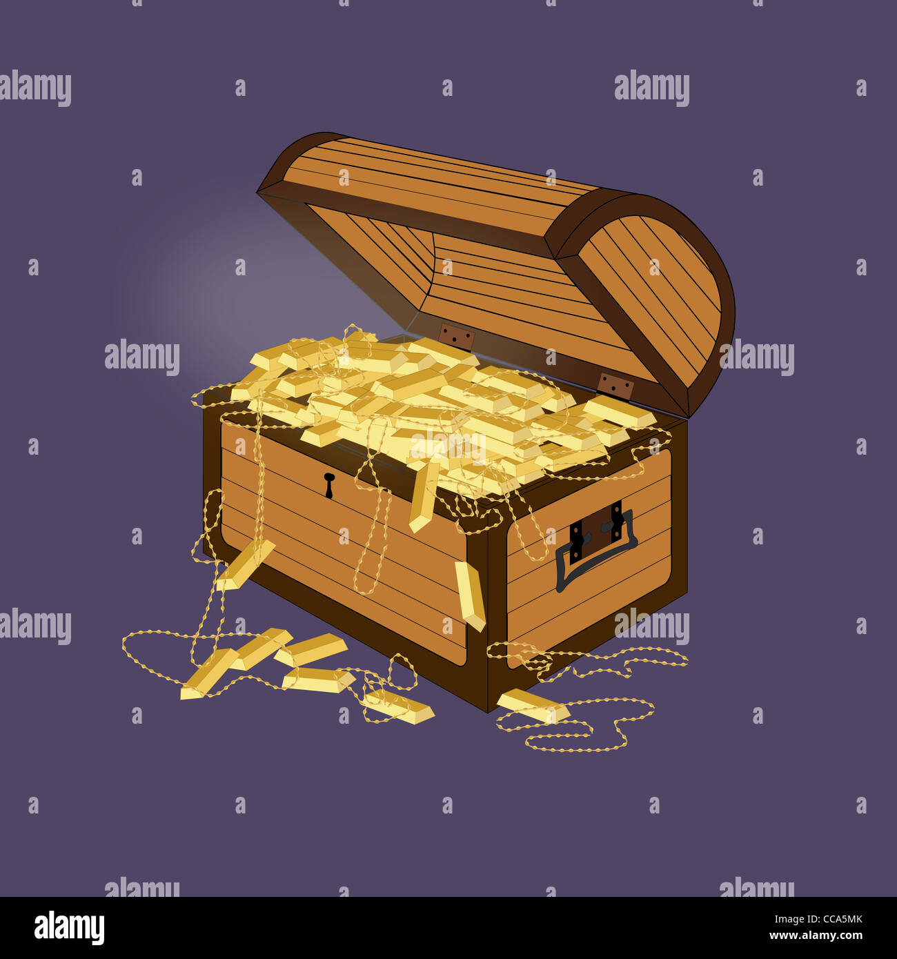 Illustration of a treasure chest with gold treasure inside Stock Photo ...