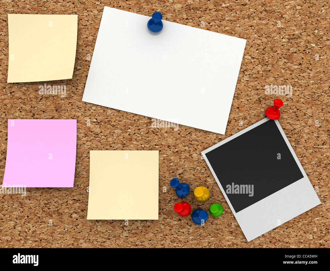 Corkboard with paper sticker. Computer generated image Stock Photo - Alamy