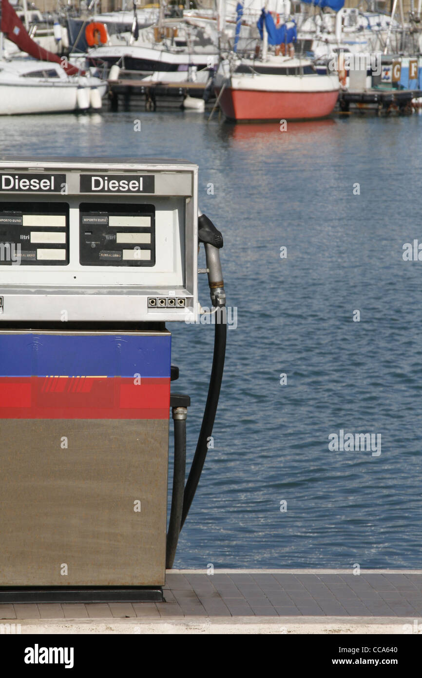 diesel pump at sea port in italy Stock Photo - Alamy