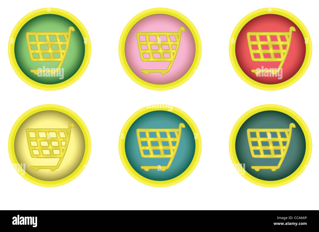 set of round shopping cart buttons Stock Photo - Alamy