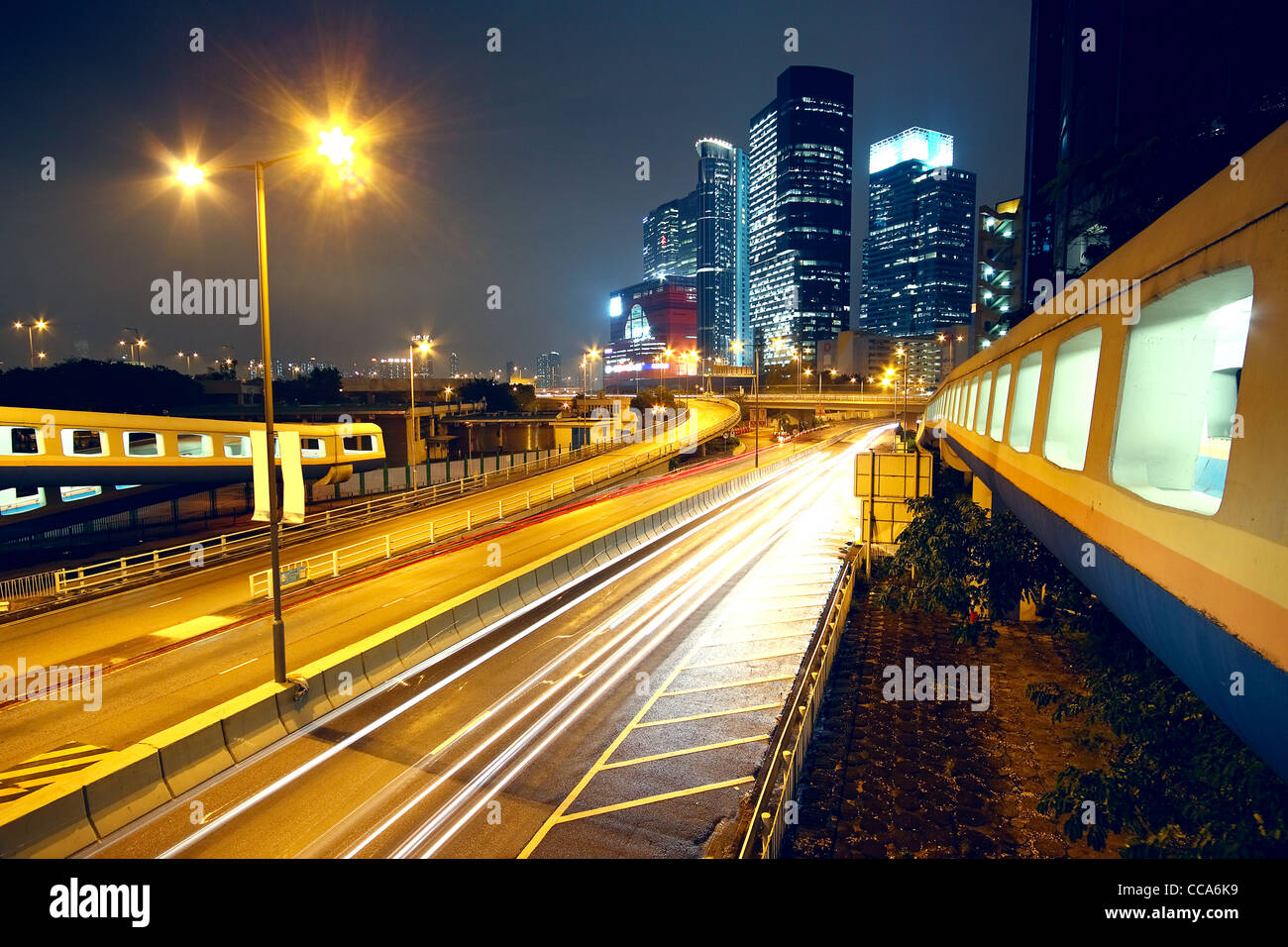 urban landscape at night and through the city traffic Stock Photo - Alamy