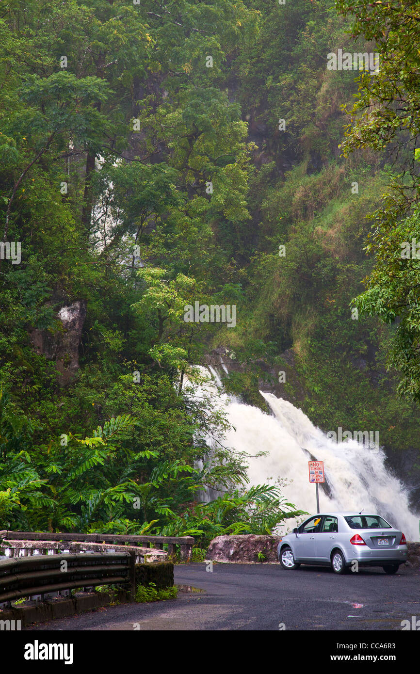 Waterfall along the Hana Highway, near Hana, Maui, Hawaii Stock Photo ...