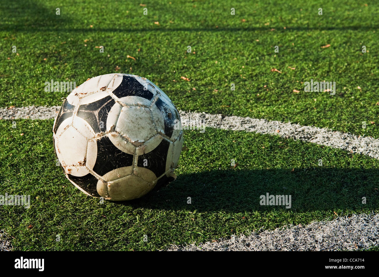 Close up of a ball on a football pitch Stock Photo - Alamy