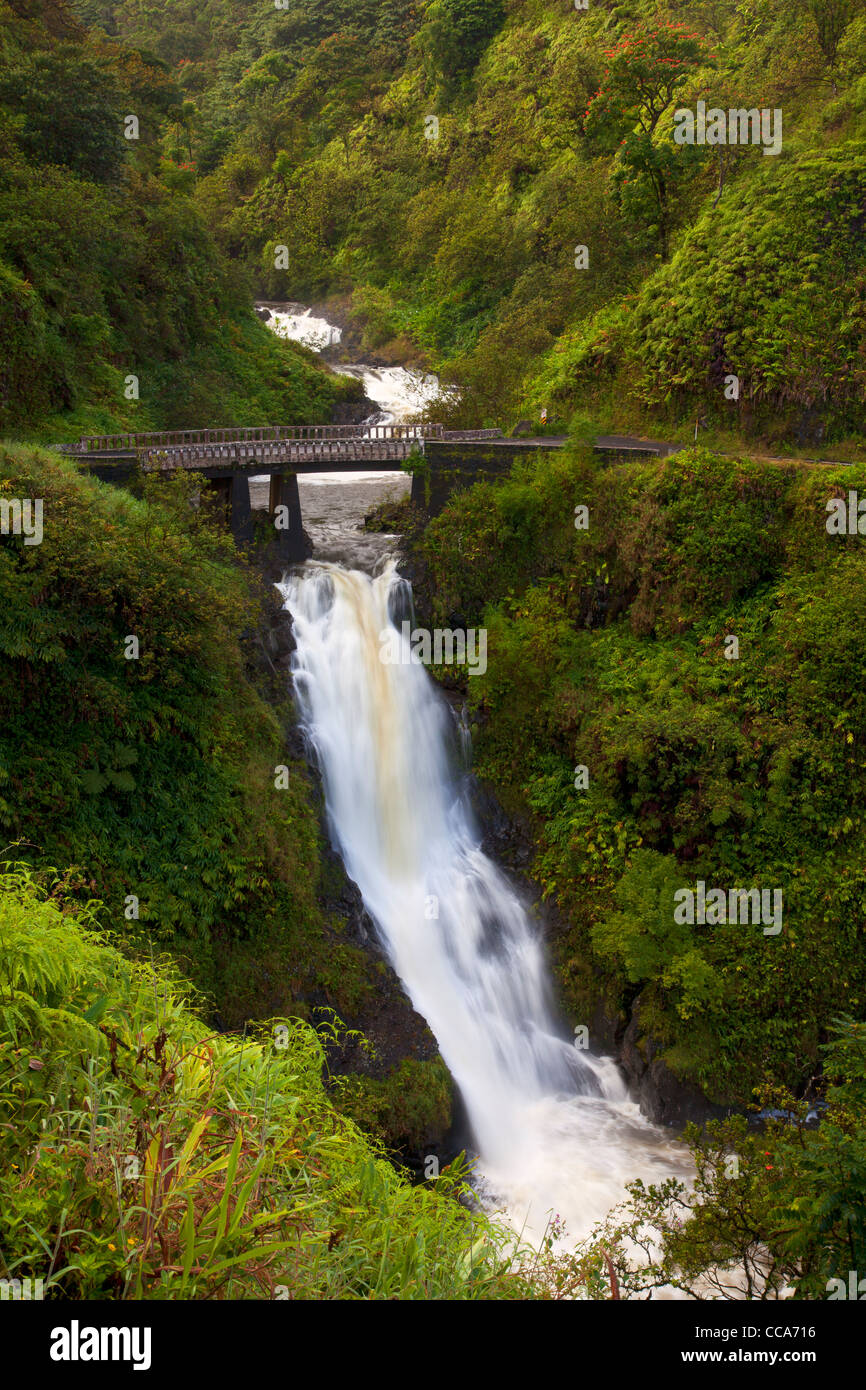 Waterfall along the Hana Highway, near Hana, Maui, Hawaii Stock Photo ...