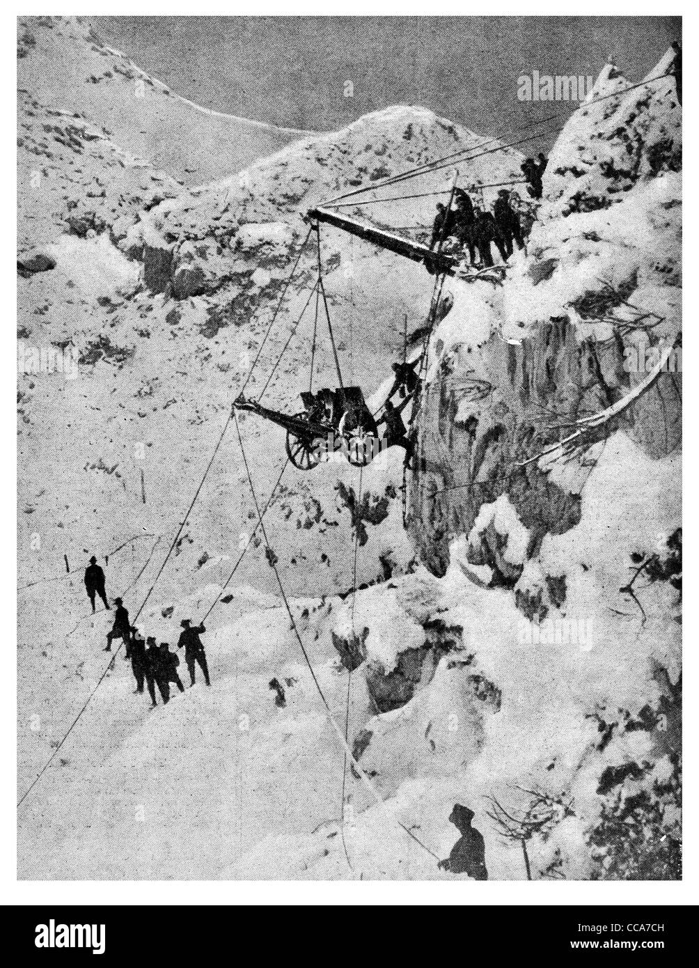 1916 Italian crane mountain artillery bombing Austrian forts fort ...