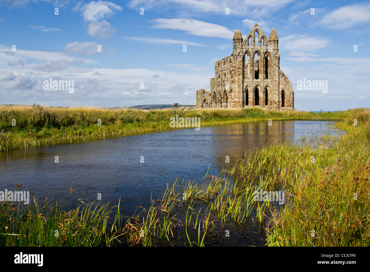 The romantic ruins and panoramic views of Whitby abbey in North ...