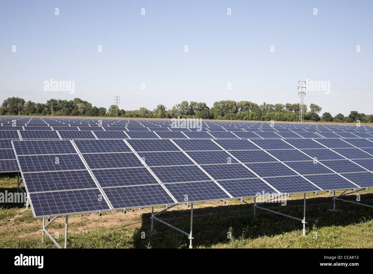 Line of solar power plant panels Stock Photo - Alamy