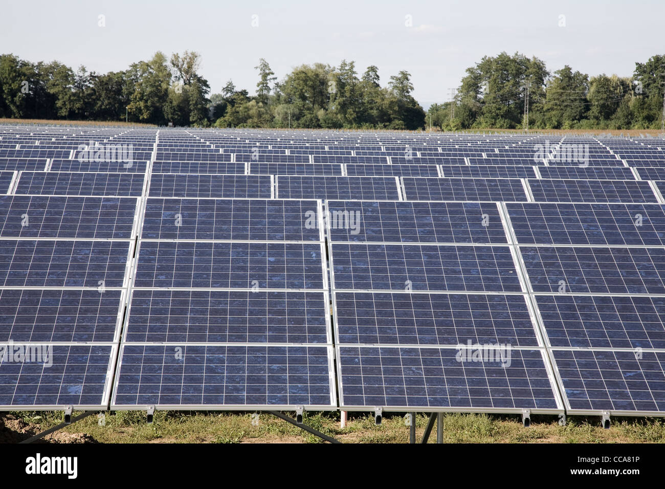 Line of solar power plant panels Stock Photo - Alamy