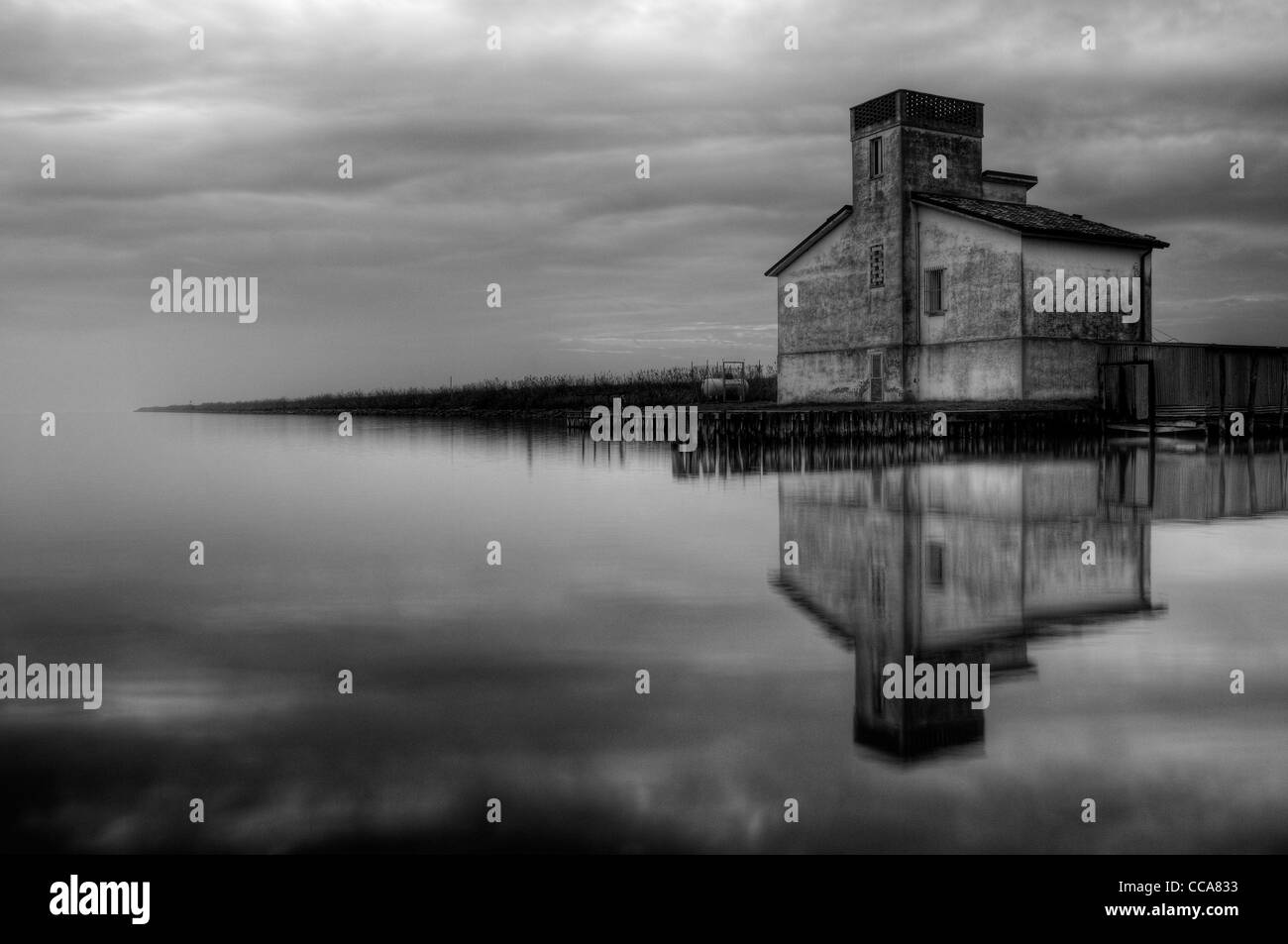 Comacchio Valleys lagoon building Stock Photo - Alamy