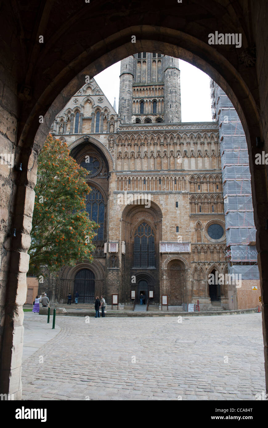 The West Front of Lincoln Cathedral from the Exchequer Gate Stock Photo ...