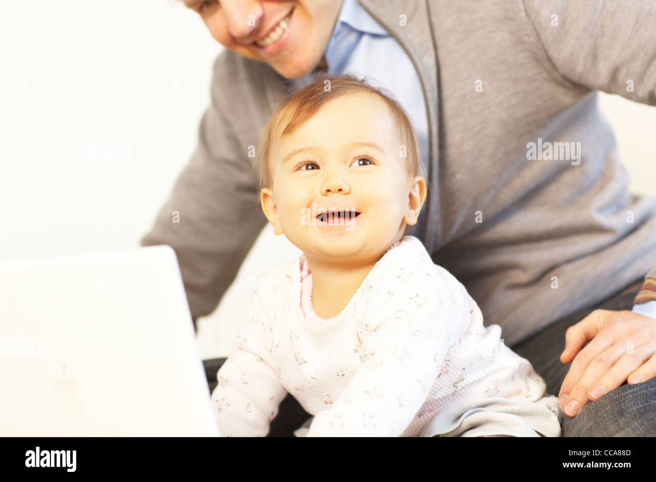 Side view cheerful girl using hi-res stock photography and images - Alamy