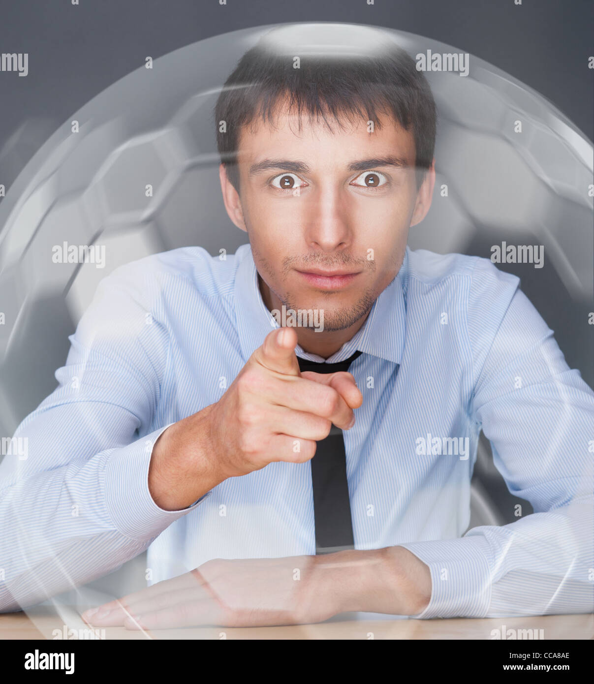 Business Man pressing digital button, futuristic technology Stock Photo ...