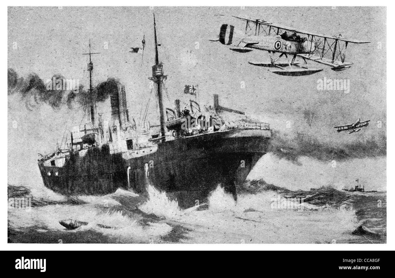 1918 British armed merchant ship defending against German U boat ...