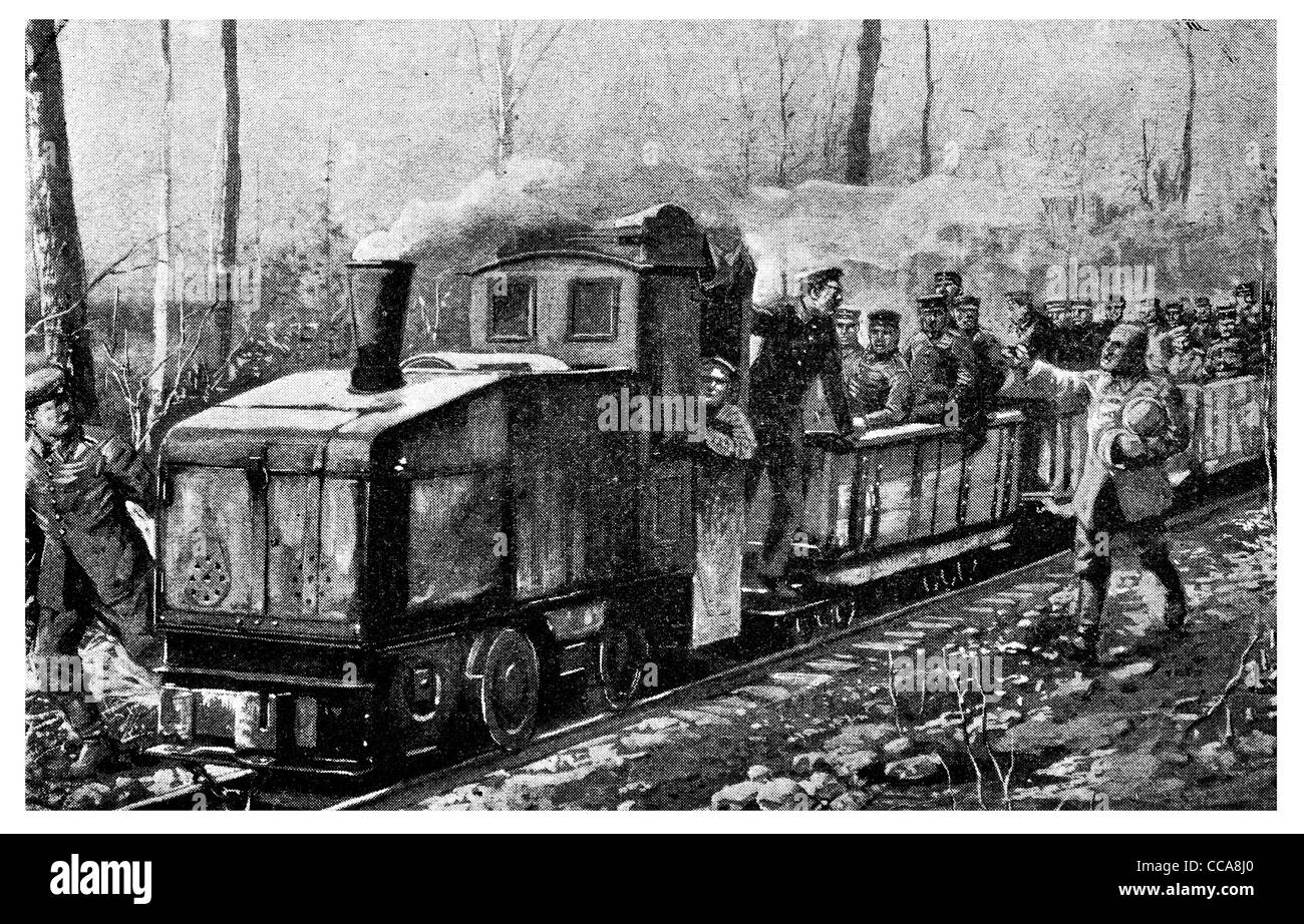 1917 Germans leaving front line train railway miniature retreat escape ...