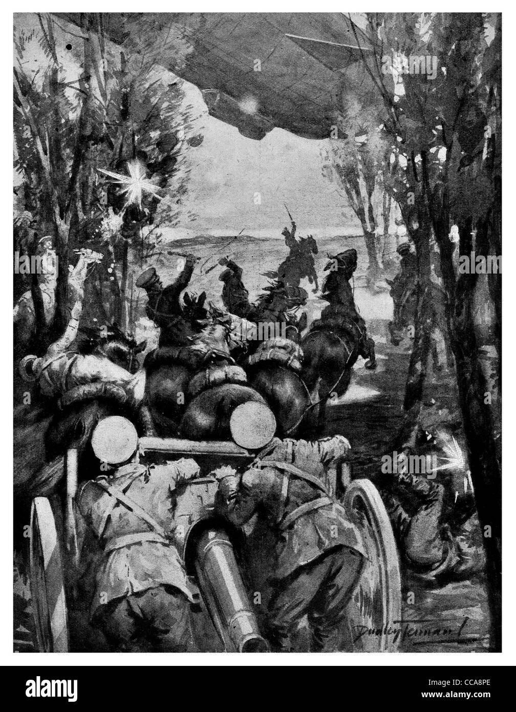 1914 Russian cavalry brigade shooting down Zeppelin V Russian horse ...